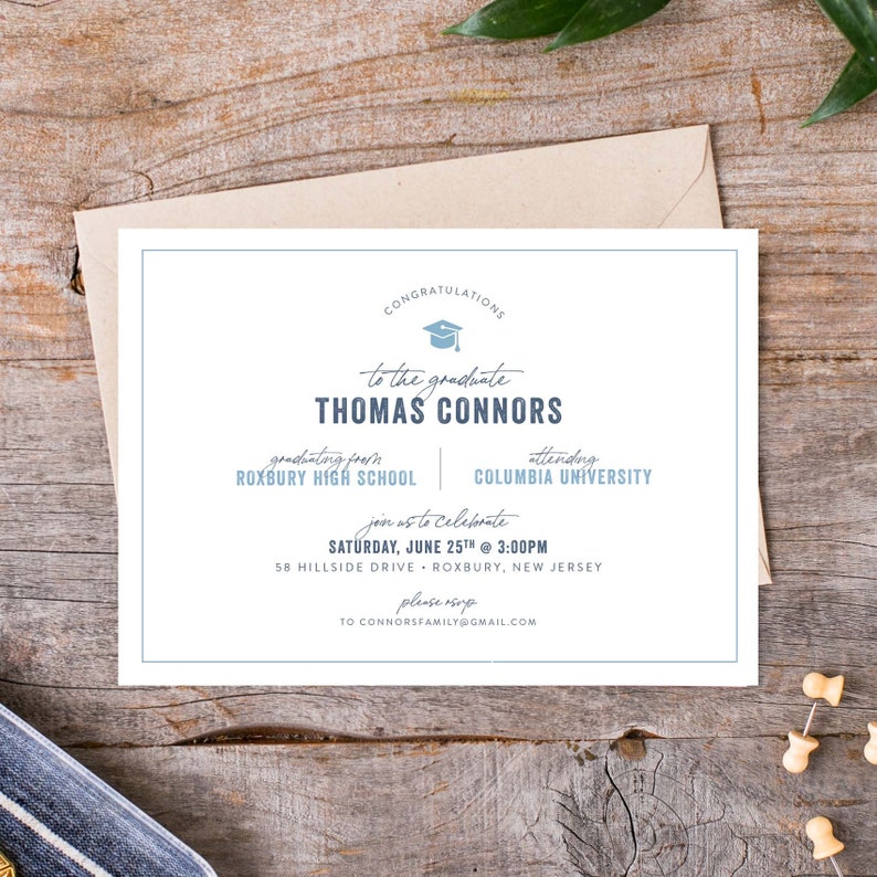 Preppy High School Graduation Invitation College - Etsy