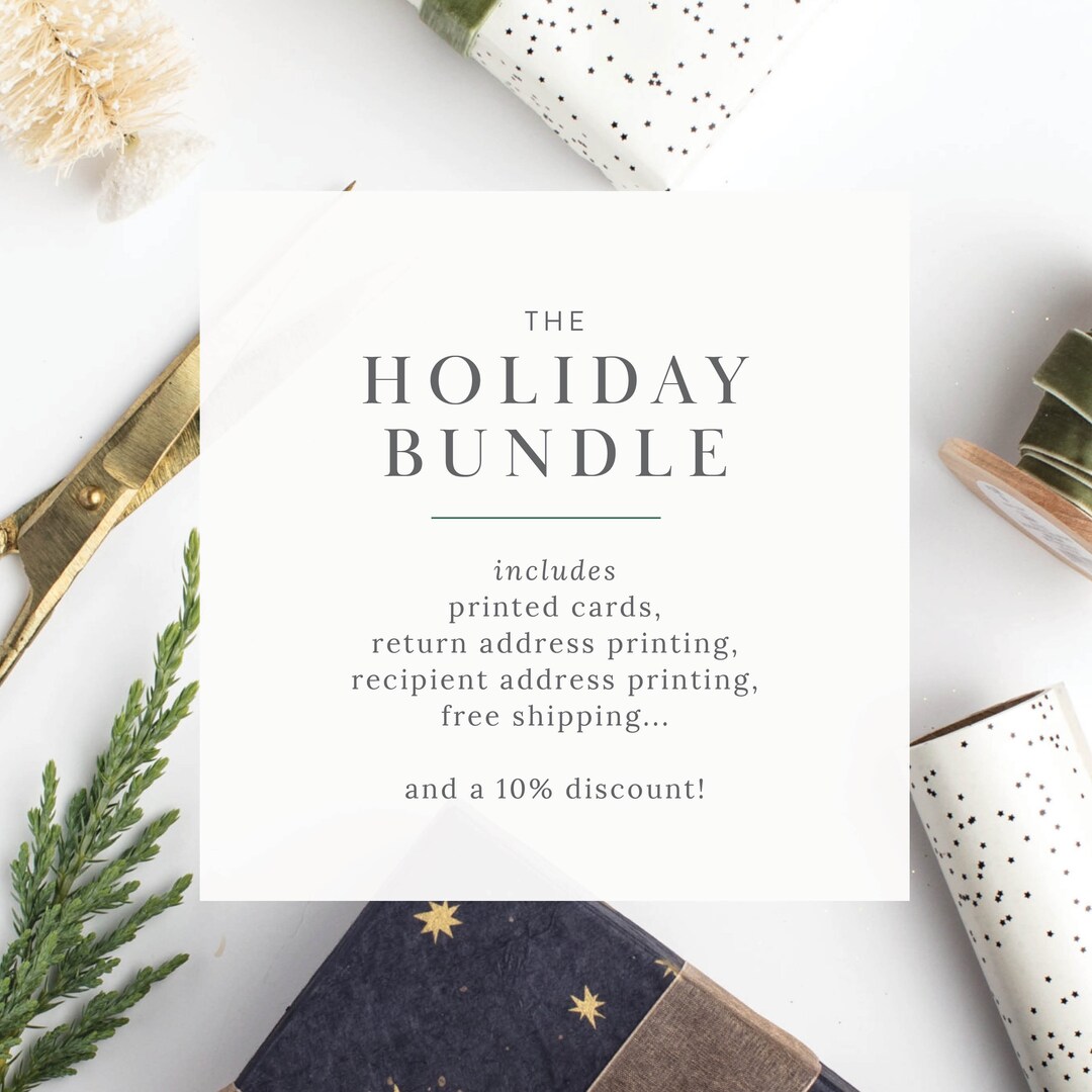 Holiday Card Bundle: Choose Any Design Includes Printed Cards, Return ...