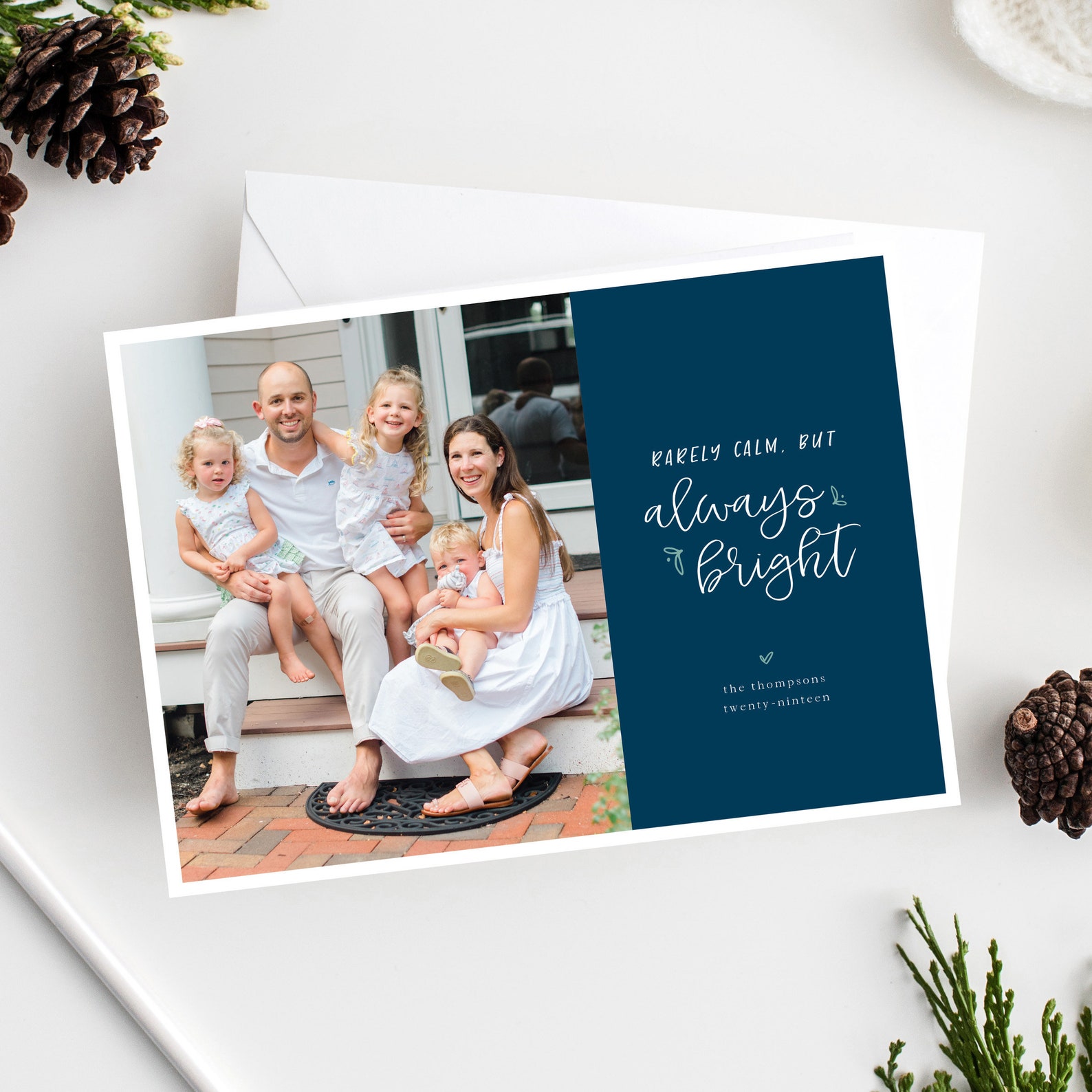 Rarely Calm Always Bright Hand Lettered Holiday Card Family - Etsy