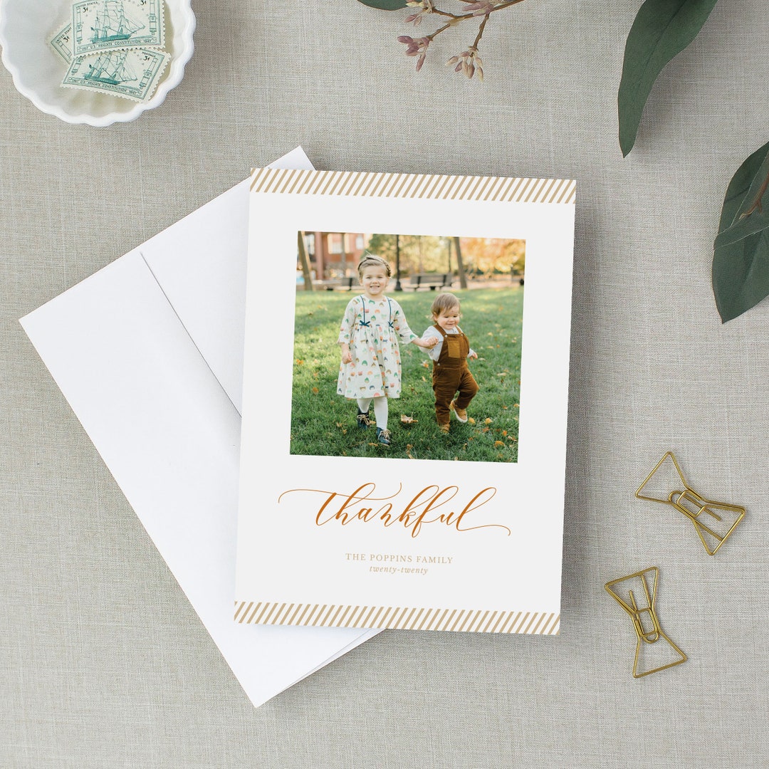 Thankful Photo Card Custom Holiday Card Happy Thanksgiving Blessed ...