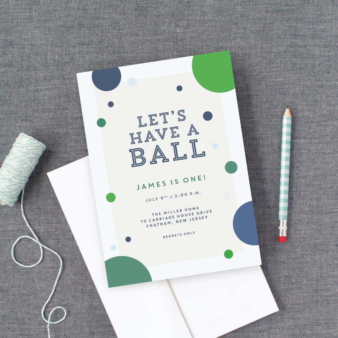 Have a Ball Birthday Invitation, Toddler Ball Birthday, Simple Kids ...