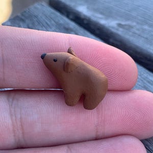 Micro Mini Brown Bear, Miniature Brown Bear Figurine, Polymer Clay Bear ...