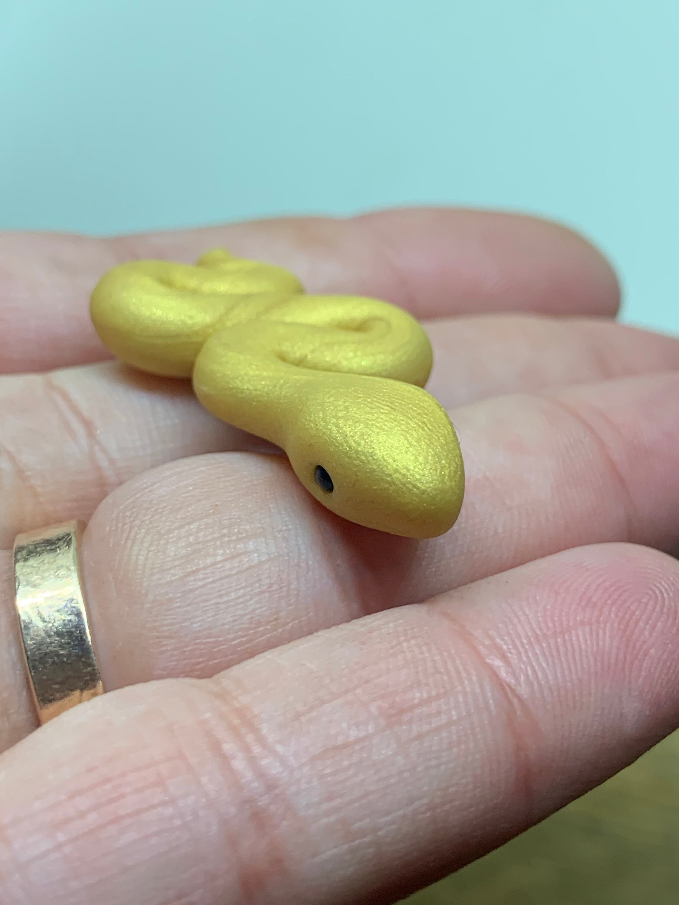 One of a Kind Gold Snake Figurine, Gold Polymer Clay Snake - Etsy