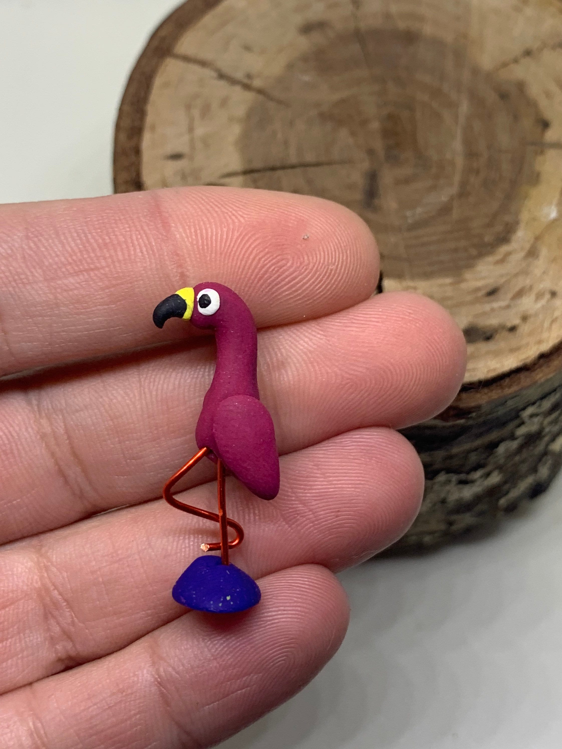Miniature Flamingo Figurine Polymer Clay Flamingo Mini | Etsy