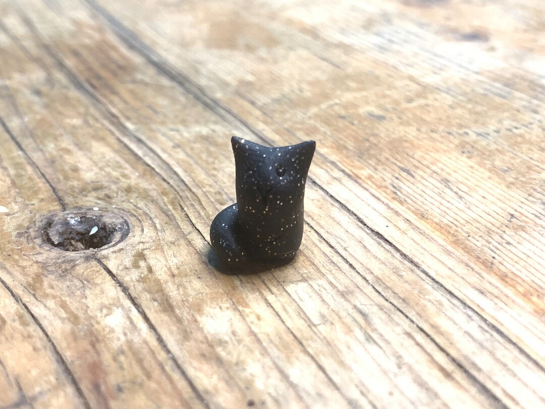 Glittery Black Cat, Glamorous Black Cat, Black Cat Miniature, Tiny ...