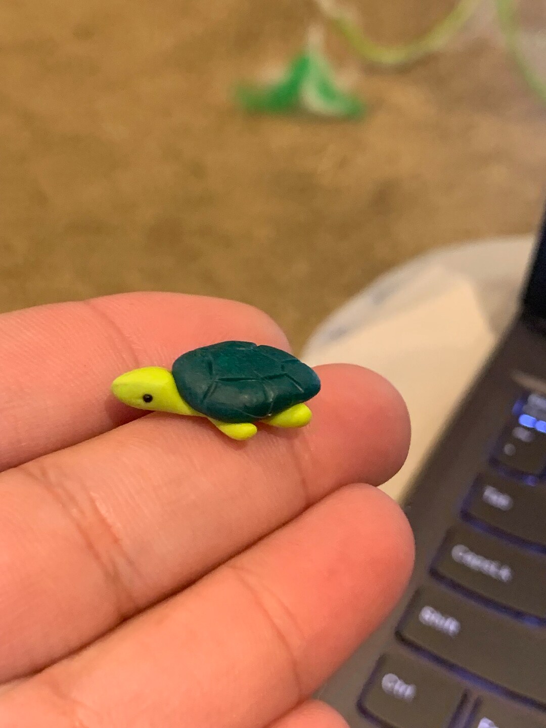 Polymer Clay Sea Turtle, Miniature Sea Turtle, Tiny Turtle Figurine ...
