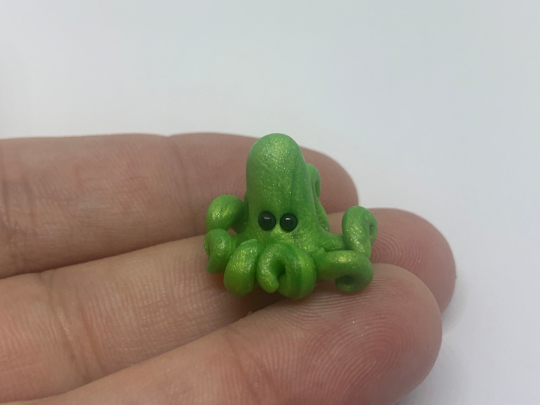 Green Polymer Clay Octopus, Miniature Octopus Figurine, Green Octopus ...