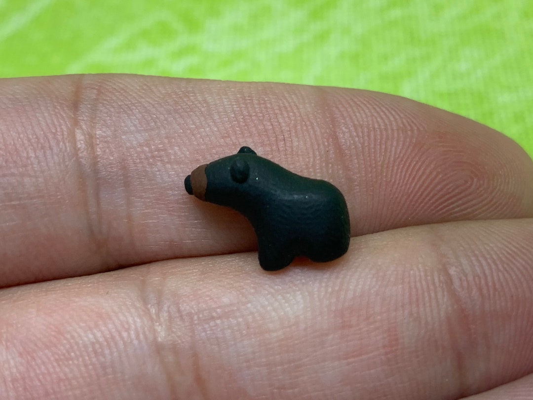 Micro Mini Brown Bear, Miniature Brown Bear Figurine, Polymer Clay Bear ...