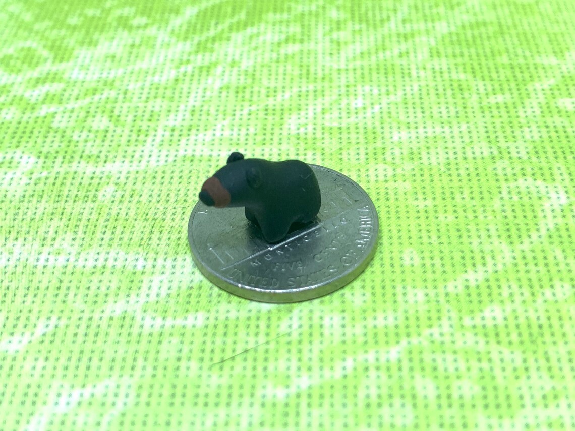 Micro Mini Brown Bear, Miniature Brown Bear Figurine, Polymer Clay Bear ...