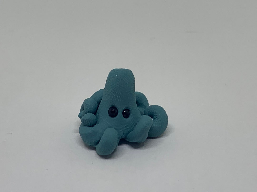 Blue Polymer Clay Octopus, Miniature Octopus Figurine, Blue Octopus ...