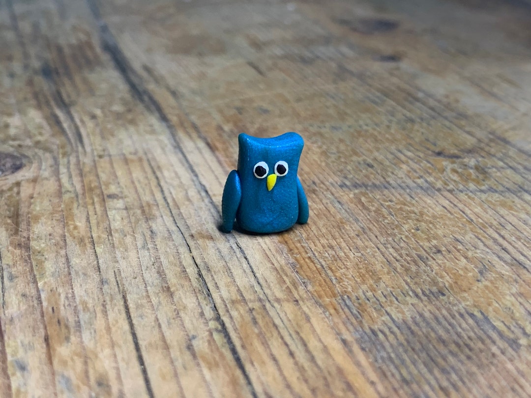 Blue Polymer Clay Owl, Blue Owl, Tiny Owl, Miniature Owl Figurine - Etsy