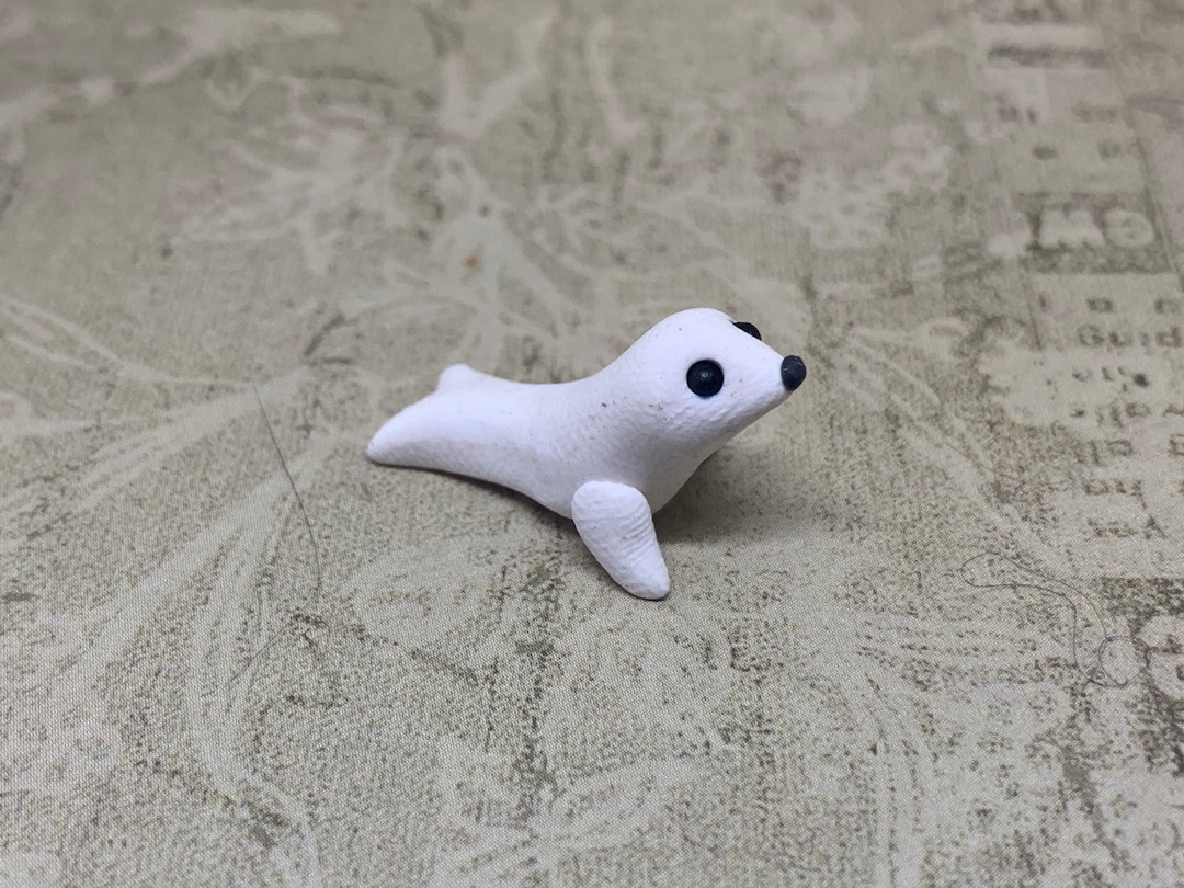 Baby White Seal Figurine, Miniature Arctic Seal, Polymer Clay Seal - Etsy