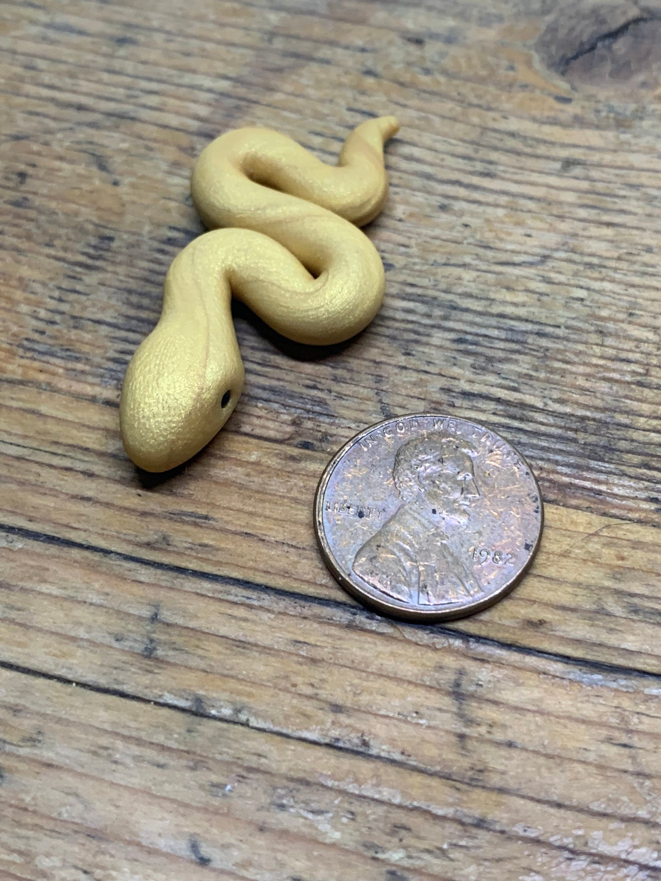 One of a Kind Gold Snake Figurine, Gold Polymer Clay Snake - Etsy