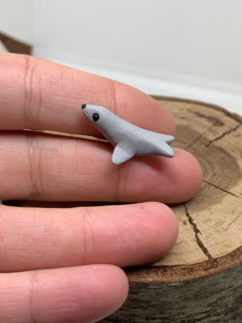 Polymer Clay Seal Tiny Grey Seal Miniature Seal Figurine - Etsy