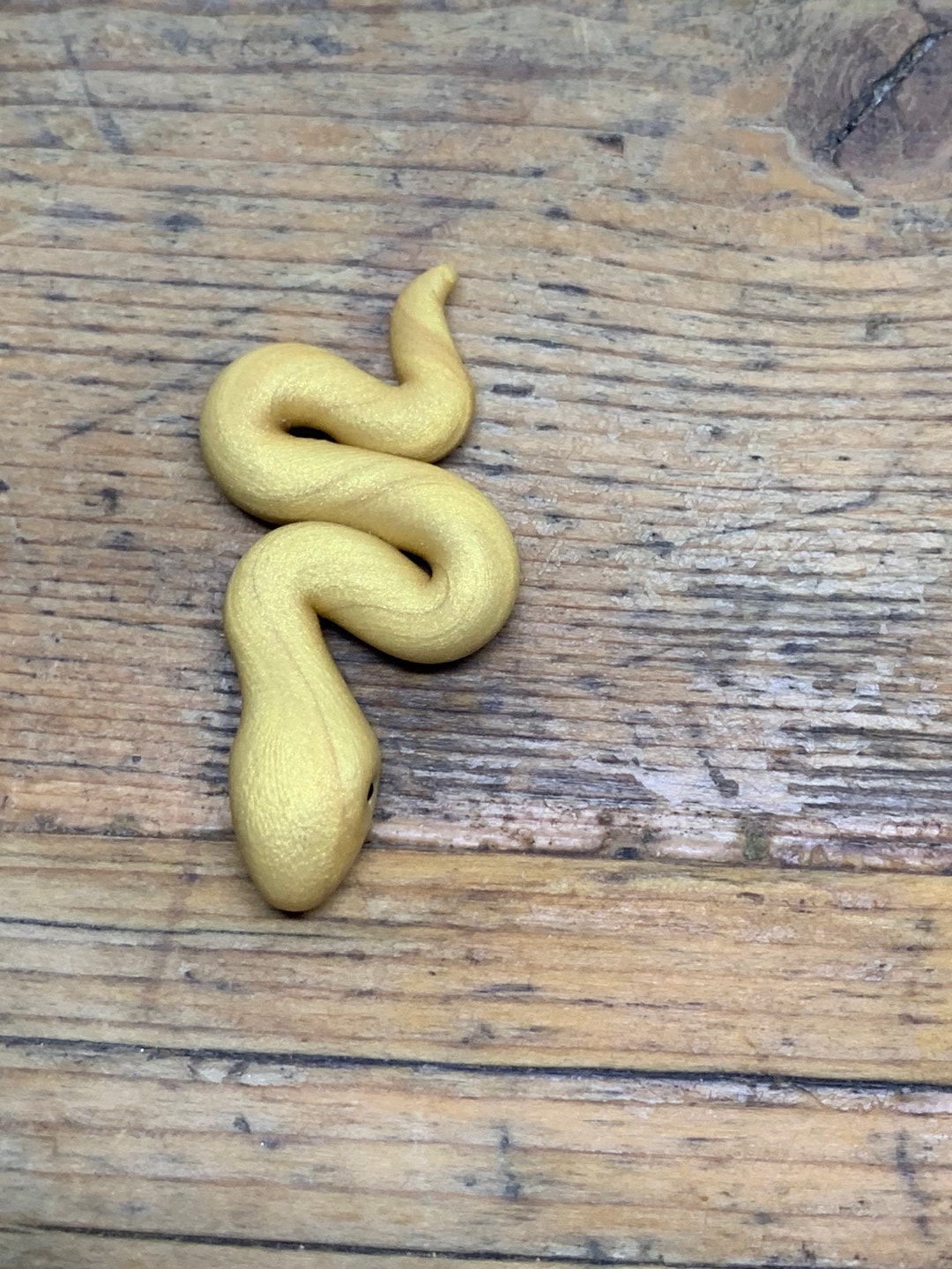 One of a Kind Gold Snake Figurine, Gold Polymer Clay Snake - Etsy