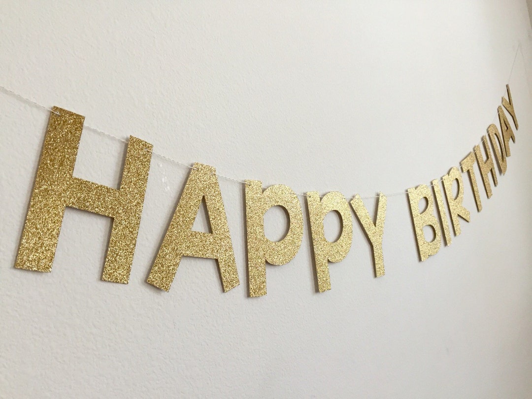 Sparkly Glitter Happy Birthday Banner: Party Decoration - Etsy