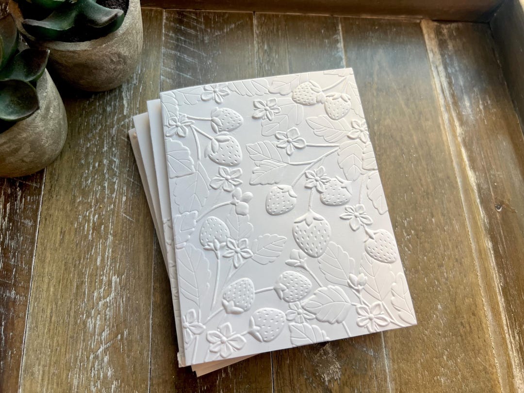 Embossed Note Cards: Strawberry Cards, Strawberry Greeting Cards, Blank ...