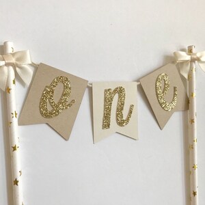 Gold Glitter First Birthday Cake Topper: Neutral Party Decor - Etsy