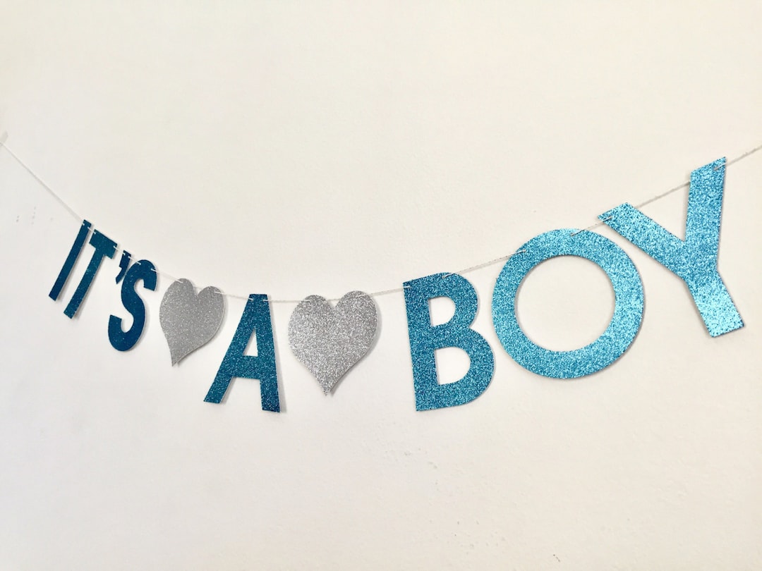 Blue Glitter 'it's A Boy' Banner: Baby Shower Decoration - Etsy