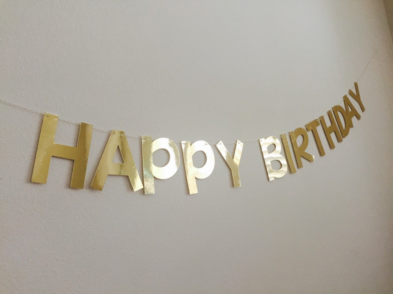 Gold Glitter Happy Birthday Banner: Handmade Party Decor - Etsy