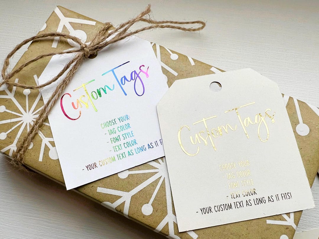 Custom Foil Printed Gift Tags: Personalized Gold Embossed, Party Favor ...