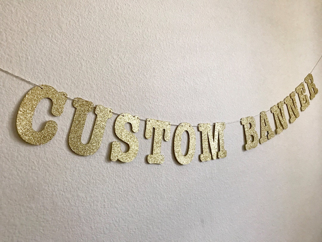 CUSTOM Glitter Banners, 4.5" Glitter Banner, Customizable Banner ...