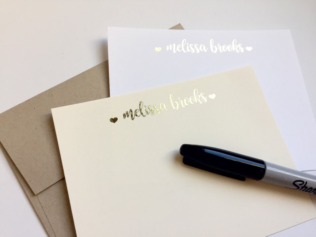 Personalized Gold Foil Notecards: Custom Stationery, Thank You Cards ...