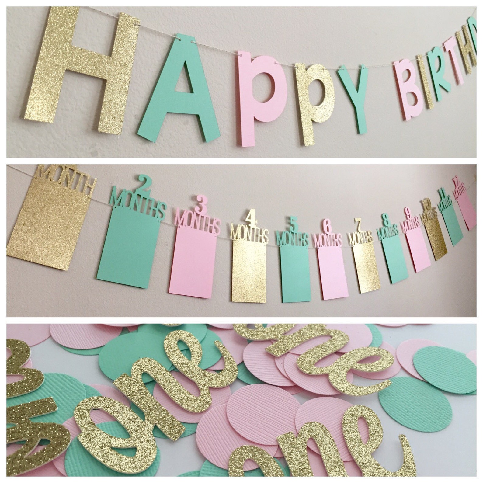 First Birthday Banner First Year Photo Banner 1st Birthday - Etsy