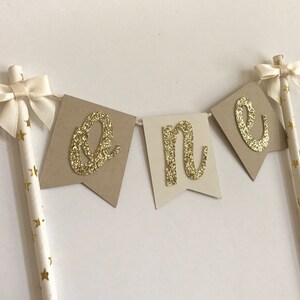 Gold Glitter First Birthday Cake Topper: Neutral Party Decor - Etsy