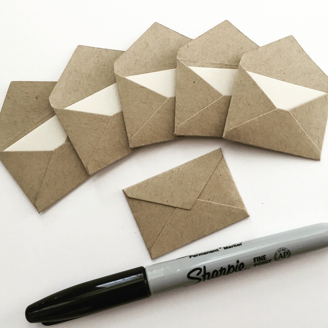 Tiny Kraft Envelopes With Note Cards: Handmade Miniature Envelopes - Etsy