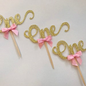 Gold Glitter One Cake Topper: First Birthday Party Decor - Etsy