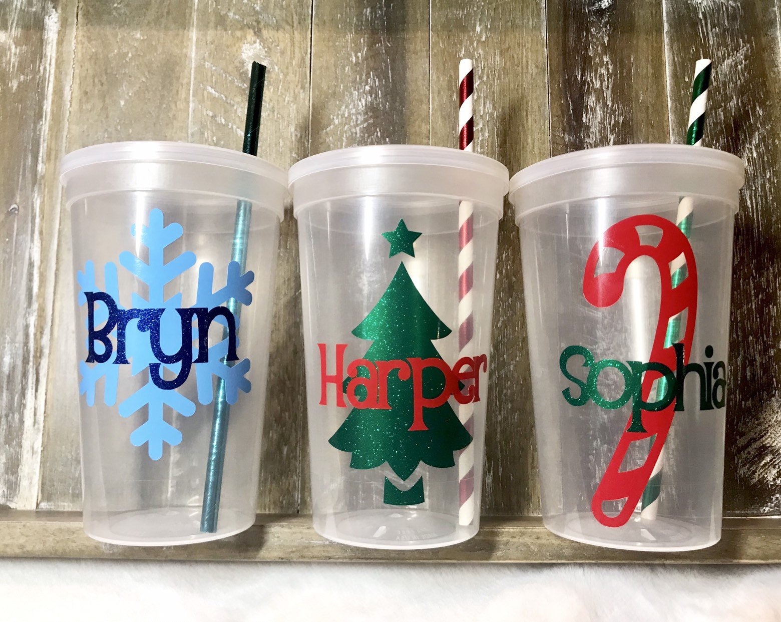 Personalized Christmas Party Cups: School Class Gifts With Lid & Straw ...
