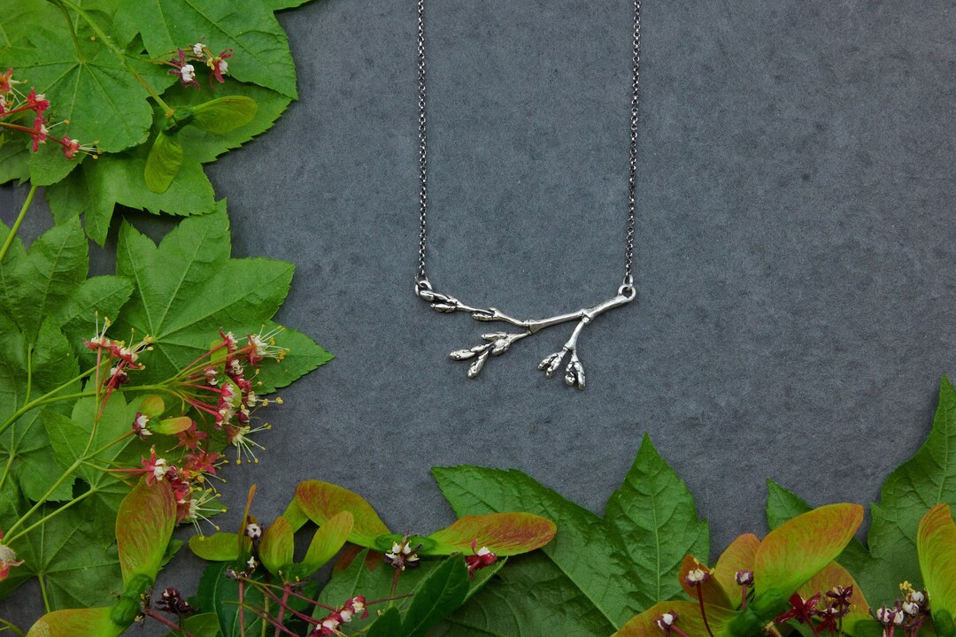 Maple Tree Branch Necklace Handmade With Oxidized Sterling Silver - Etsy