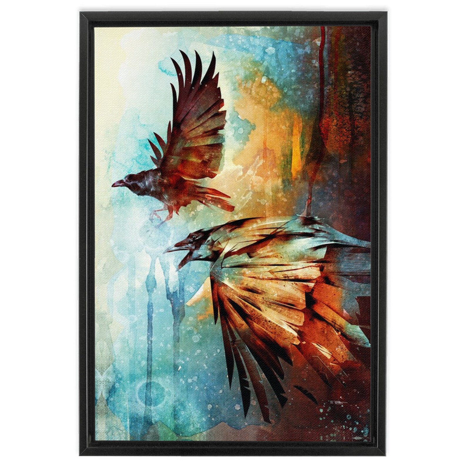 Crows in Flight Abstract Art Painting Surrealism Fine Art - Etsy