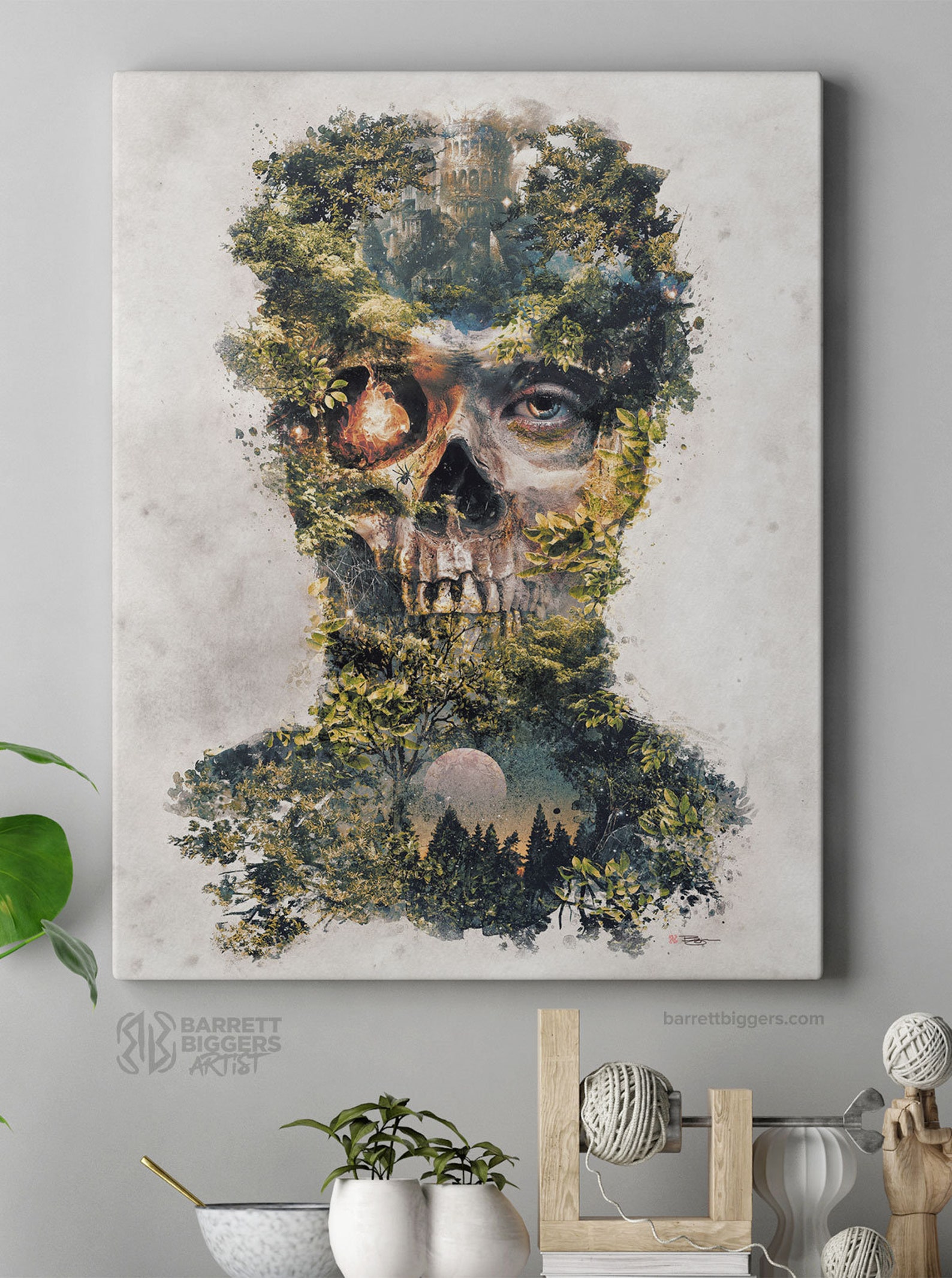 The Gatekeeper Floral Skull Surreal Dark Fantasy Digital Art - Etsy