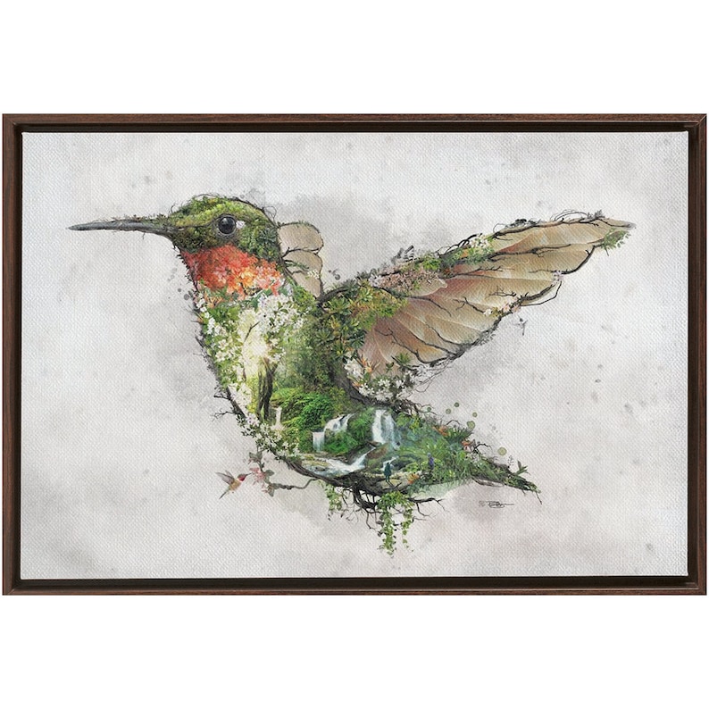 Ruby Throated Hummingbird Art Print Animal Wall Art Decor | Etsy