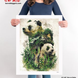 China Great Panda Natural Bamboo Landscape Surrealism Animal Painting Premium Quality Giclée ...