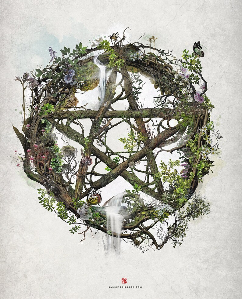 Wiccan Pentacle Coexist Series Original Art Wicca Wall Art - Etsy
