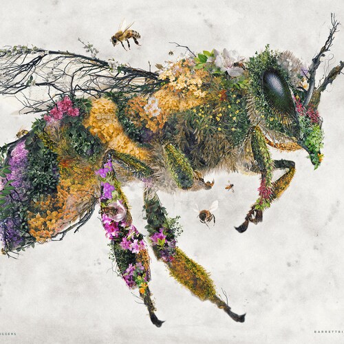 Bee Artwork Oil Painting Original 2x2 Small Bee Painting | Etsy