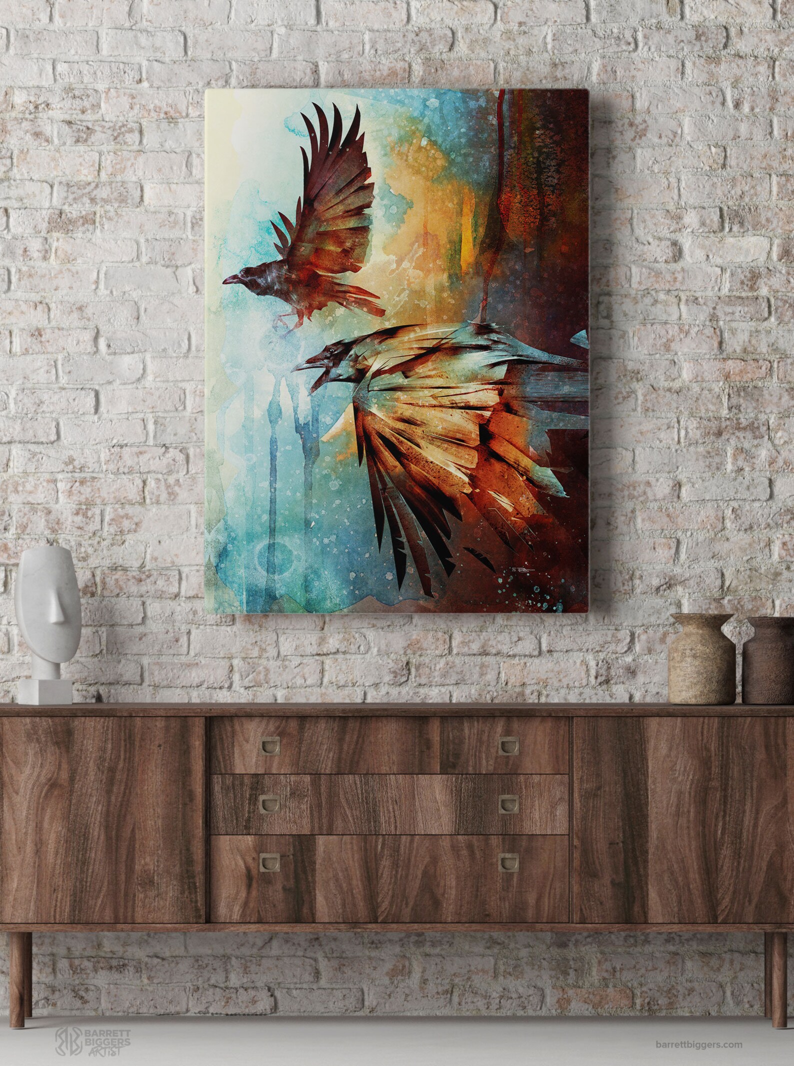 Crows in Flight Abstract Art Painting Surrealism Fine Art - Etsy
