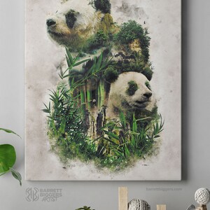 China Great Panda Natural Bamboo Landscape Surrealism Animal Painting Premium Quality Giclée ...