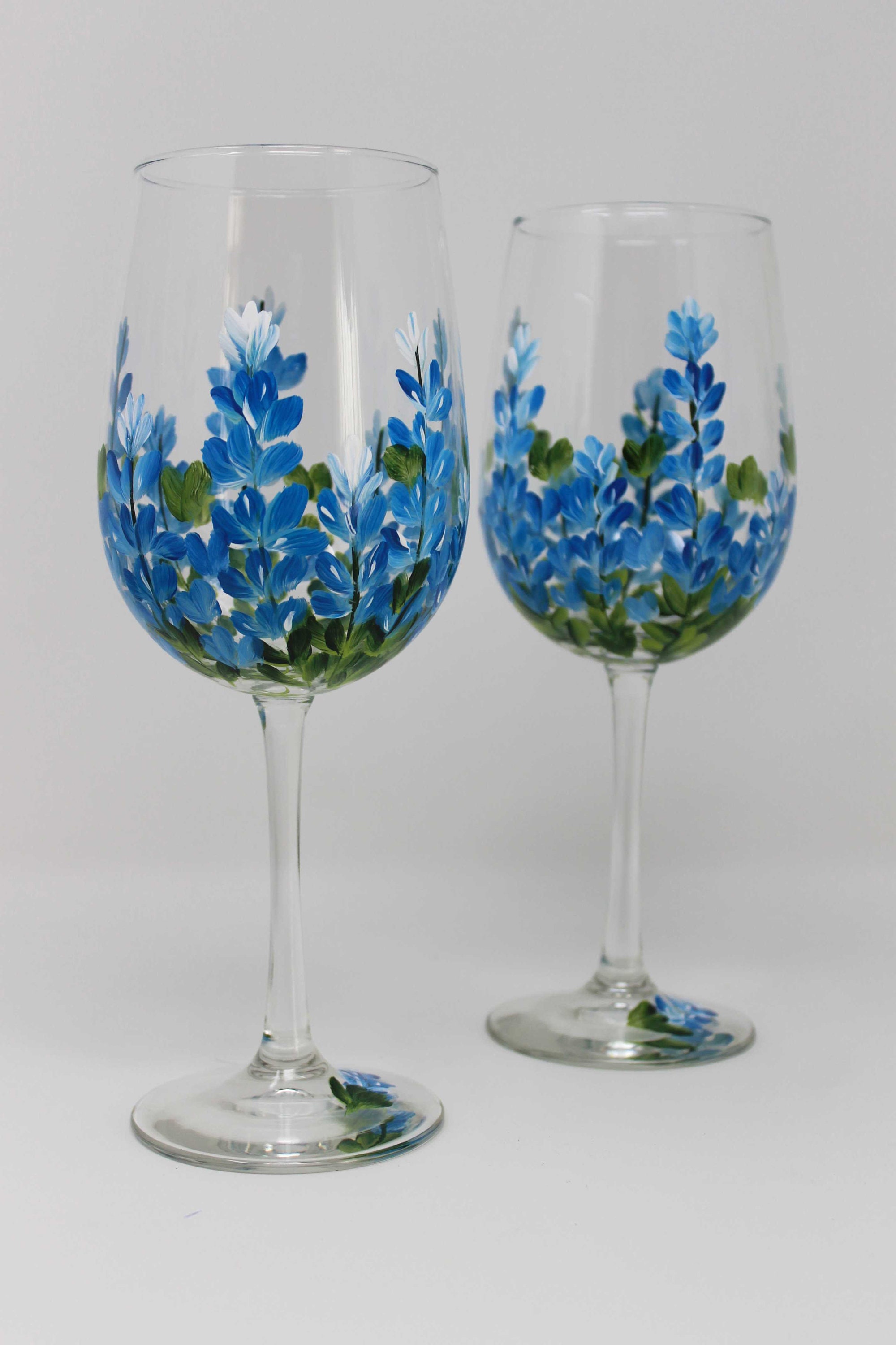 Hand Painted Wine Glasses Bluebonnets set of 2 - Etsy