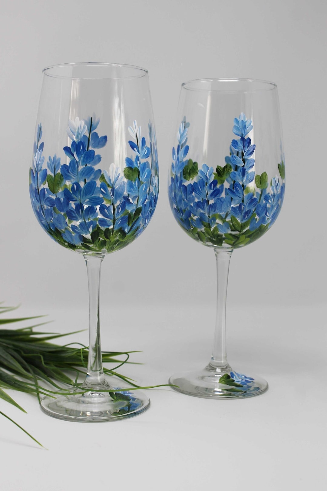 Hand Painted Wine Glasses - Bluebonnets (set of 2) - Etsy