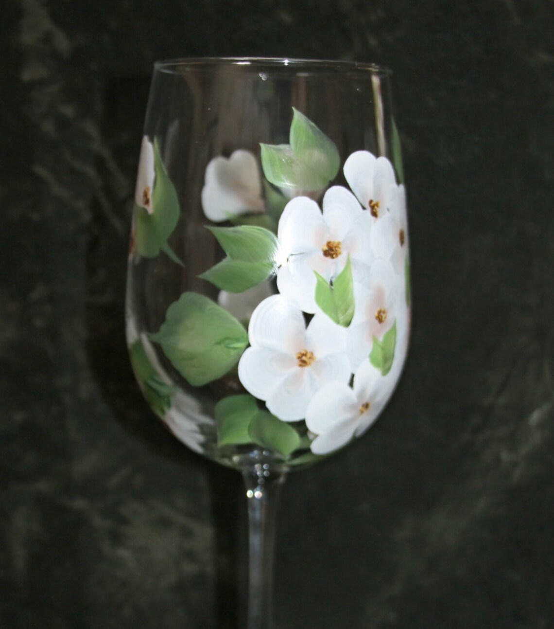 Hand Painted Wine Glasses - White Hydrangea (set of 2) - Etsy