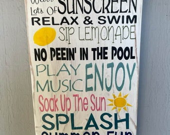 Swimming Sign, Swimming Antique Sign, Swimming Decor, Wooden Pool Sign ...