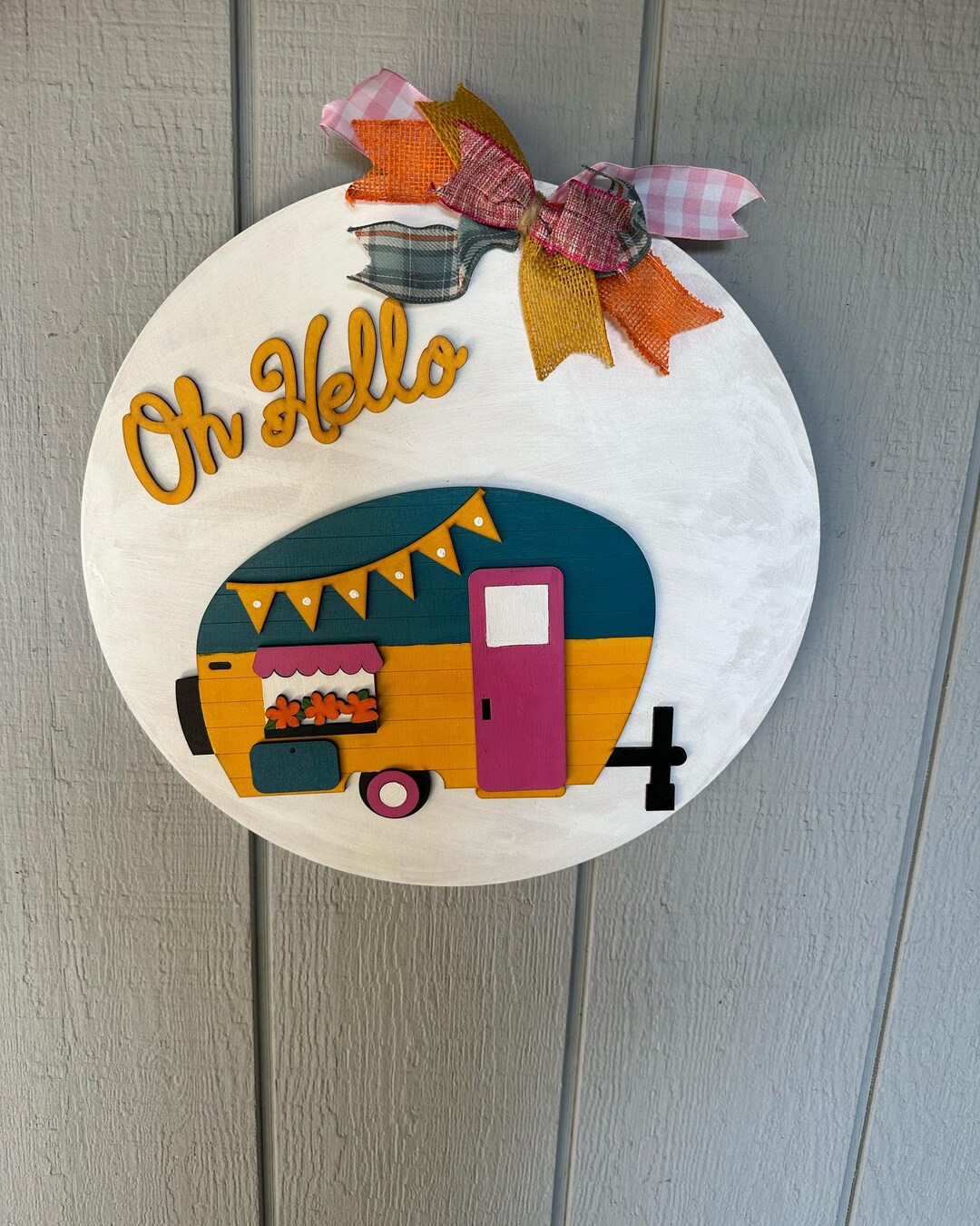 Oh Hello Camper Wood Round Sign - Etsy