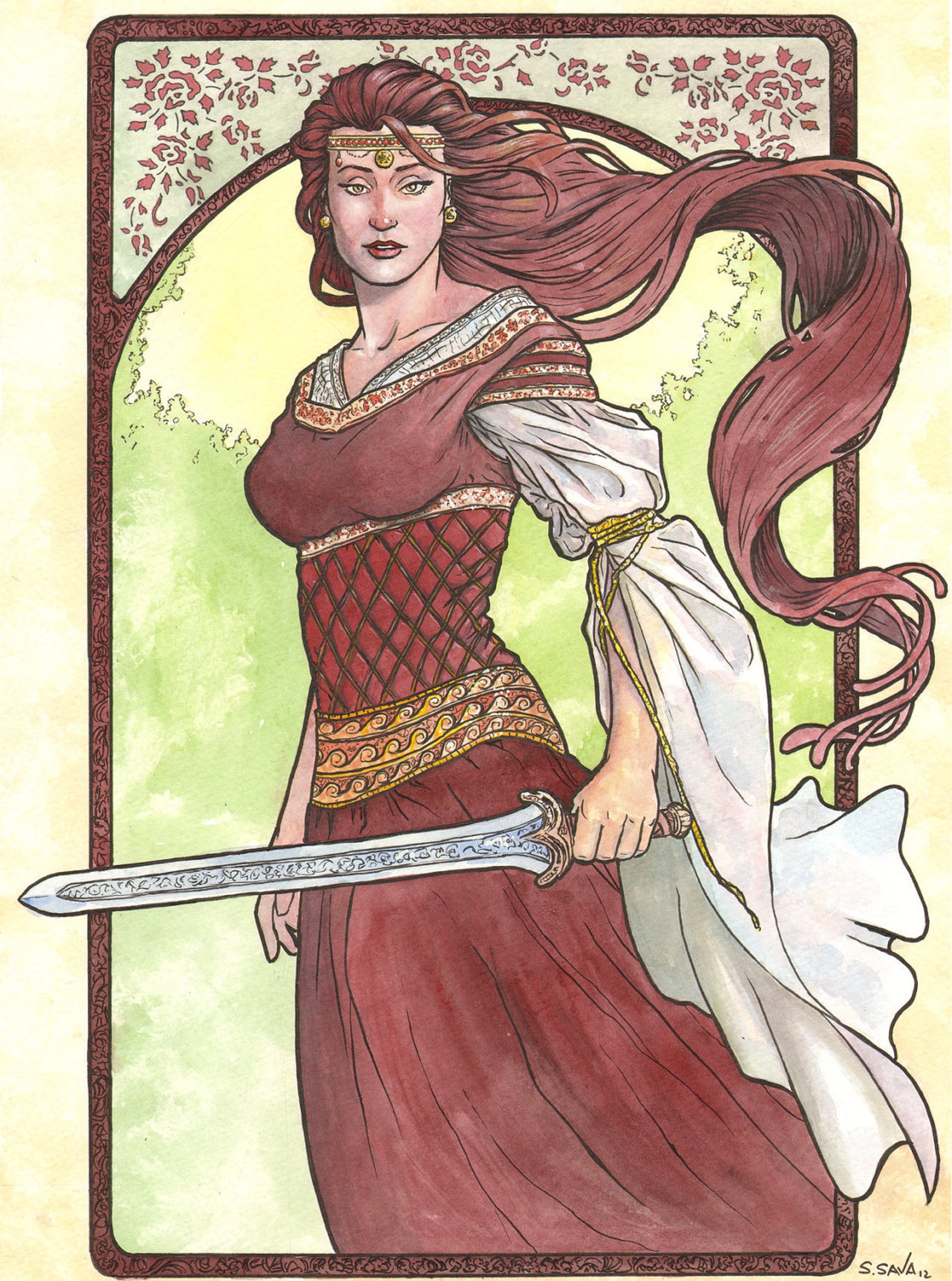 Art Nouveau 07 Original Watercolor by Scott Christian Sava | Etsy