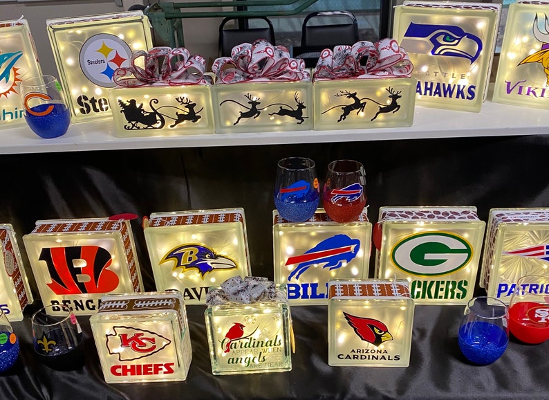 Pittsburgh Steelers Football Lighted 6x6 Glass Block, Football Gift ...