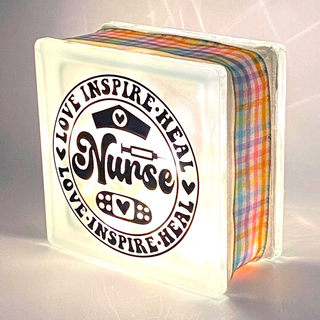 NURSE Love*inspire*heal Lighted 6x6 Glass Block Night Light, Nurse Gift ...