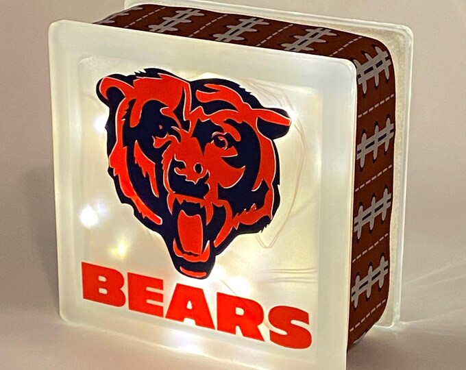 Chicago Bears Football Lighted 6x6 Glass Block, Football Gift ...